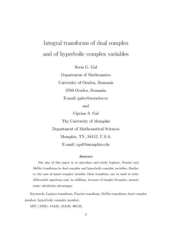 complex fourier integral transform