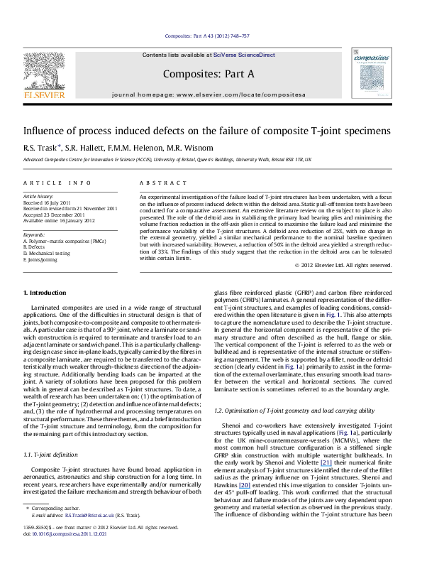 (PDF) Process Defects Impact on Composite T-Joint Strength