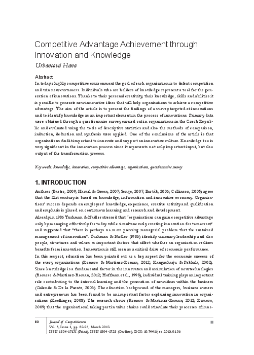 (PDF) Competitive Advantage Achievement through Innovation and Knowledge