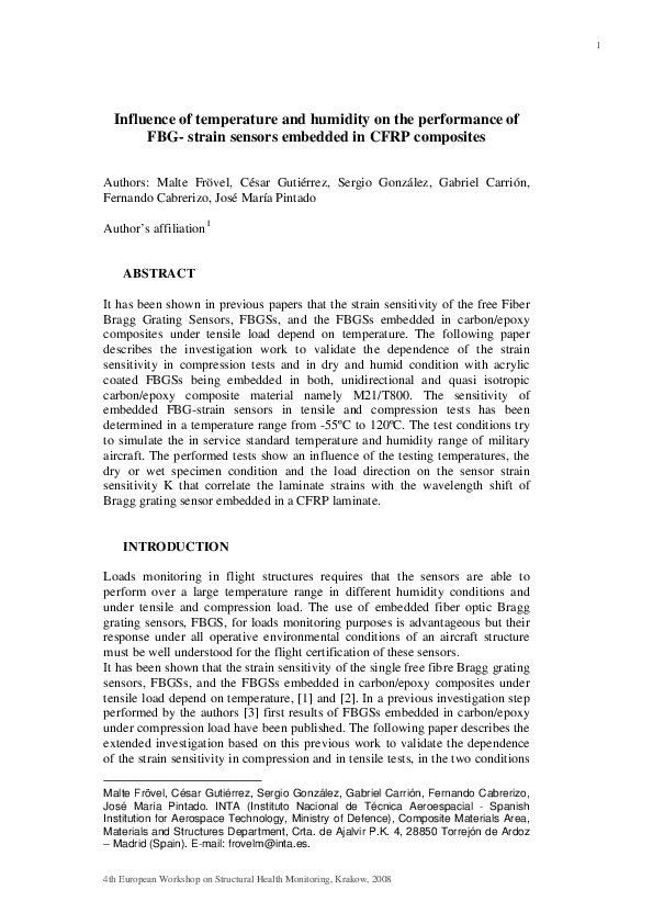 (PDF) Influence of temperature and humidity on the performance of FBG- strain sensors embedded ...