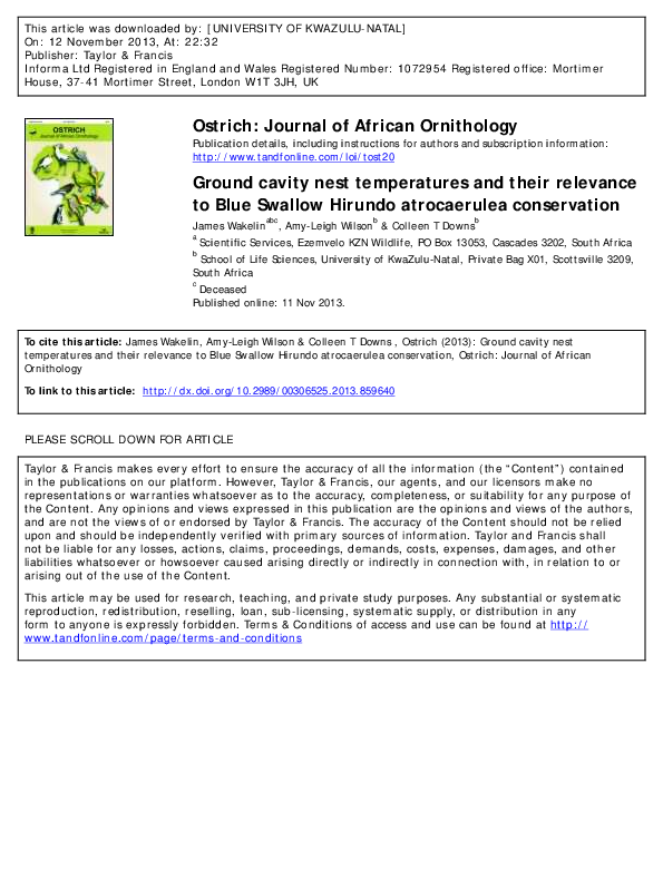 (PDF) Ground cavity nest temperatures and their relevance to Blue ...
