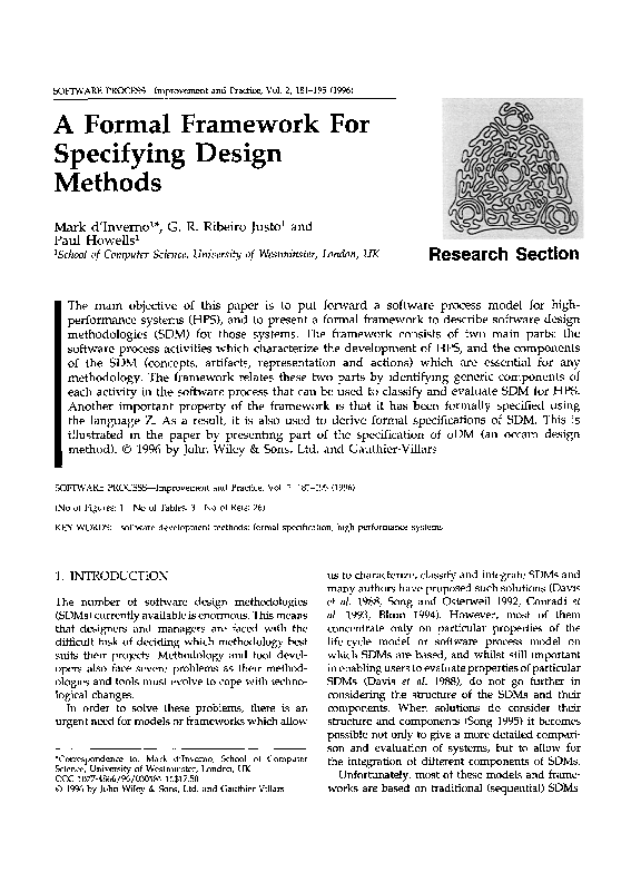 (PDF) A Formal Framework For Specifying Design Methods