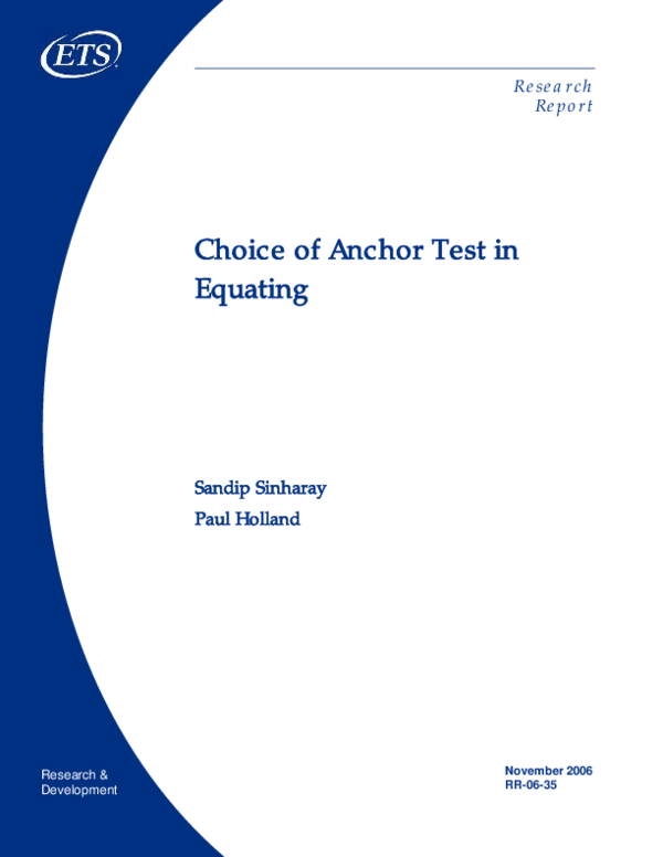 (PDF) CHOICE OF ANCHOR TEST IN EQUATING