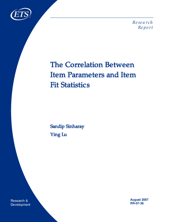 (PDF) THE CORRELATION BETWEEN ITEM PARAMETERS AND ITEM FIT STATISTICS