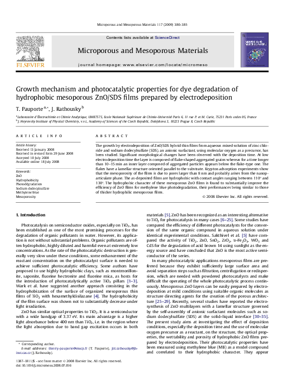 (PDF) Growth mechanism and photocatalytic properties for dye ...