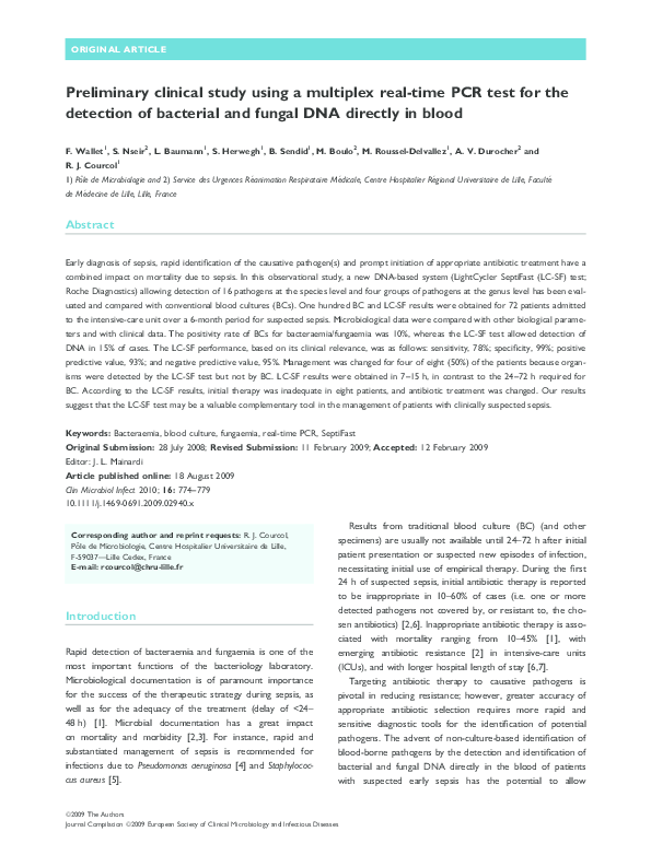 (PDF) Preliminary clinical study using a multiplex real-time PCR test ...