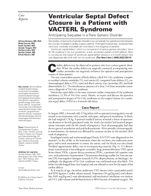 (PDF) Ventricular septal defect closure in a patient with VACTERL ...