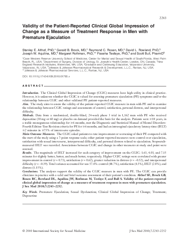 (PDF) Validity of the Patient-Reported Clinical Global Impression of ...