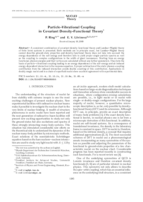 (PDF) Particle-vibrational coupling in covariant density-functional theory