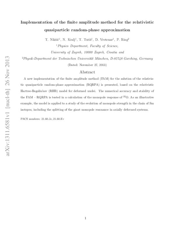 (PDF) Implementation of the finite amplitude method for the ... (PDF) Implementation of the finite amplitude method for the ...