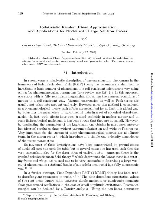 (PDF) Relativistic Random Phase Approximation and Applications for Nuclei with Large Neutron Excess