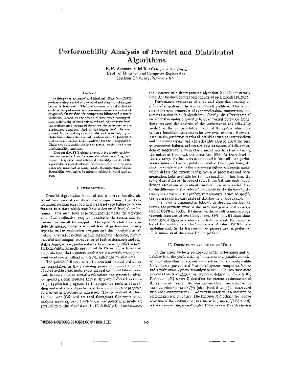 (PDF) Performability analysis of parallel and distributed algorithms | Hany Ammar - Academia.edu