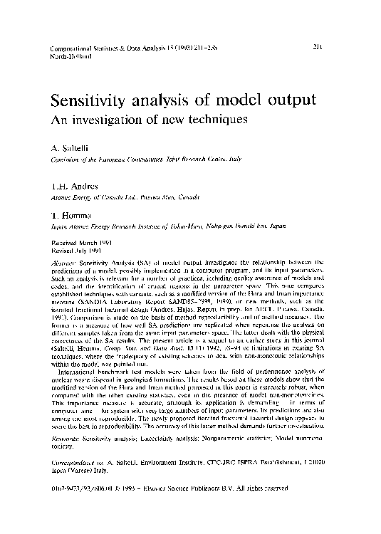 (PDF) Sensitivity analysis of model output
