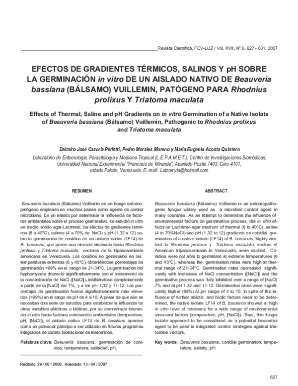 (PDF) EFECTOS DE GRADIENTES TÉRMICOS, SALINOS Y pH SOBRE LA GERMINACIÓN ...