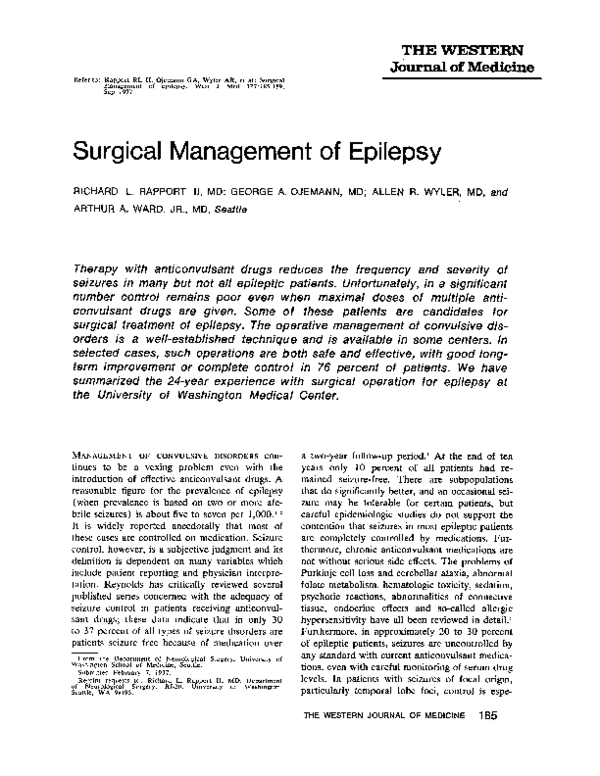 (PDF) Surgical Management of Epilepsy