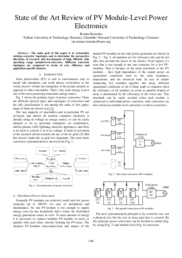 (PDF) State of the Art Review of PV Module-Level Power Electronics
