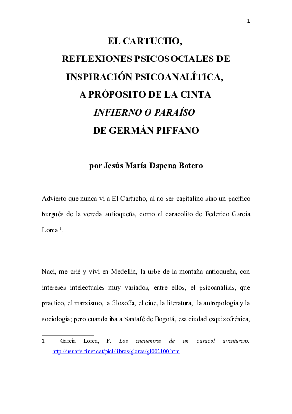 (DOC) EL CARTUCHO, REFLEXIONES PSICOSOCIALES DE INSPIRACIÓN ...
