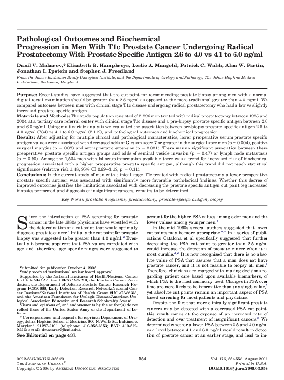 (PDF) Pathological Outcomes and Biochemical Progression in Men With T1c ...