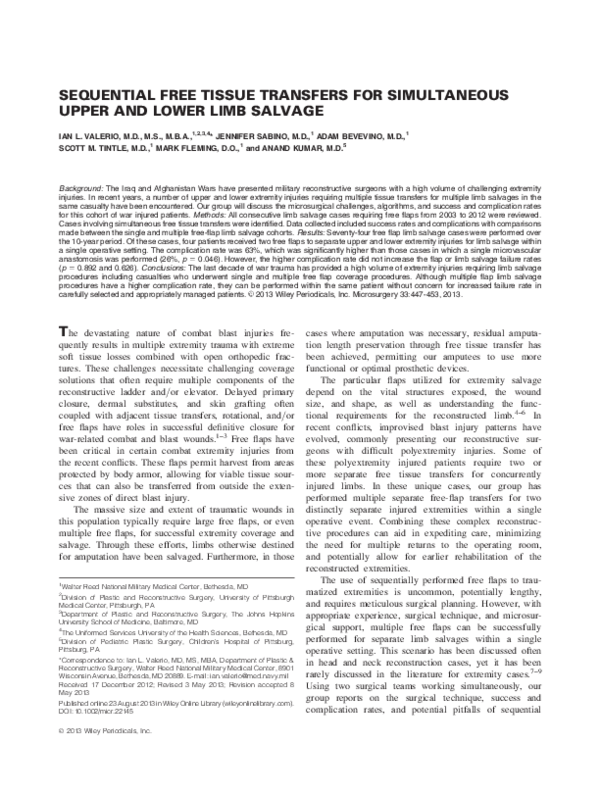 (PDF) Sequential free tissue transfers for simultaneous upper and lower ...