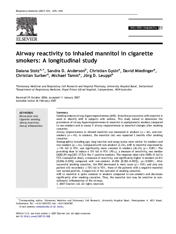 (PDF) Airway reactivity to inhaled mannitol in cigarette smokers: A ...