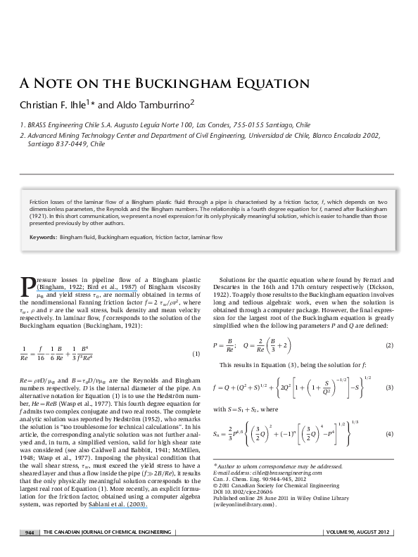 (PDF) A note on the Buckingham equation