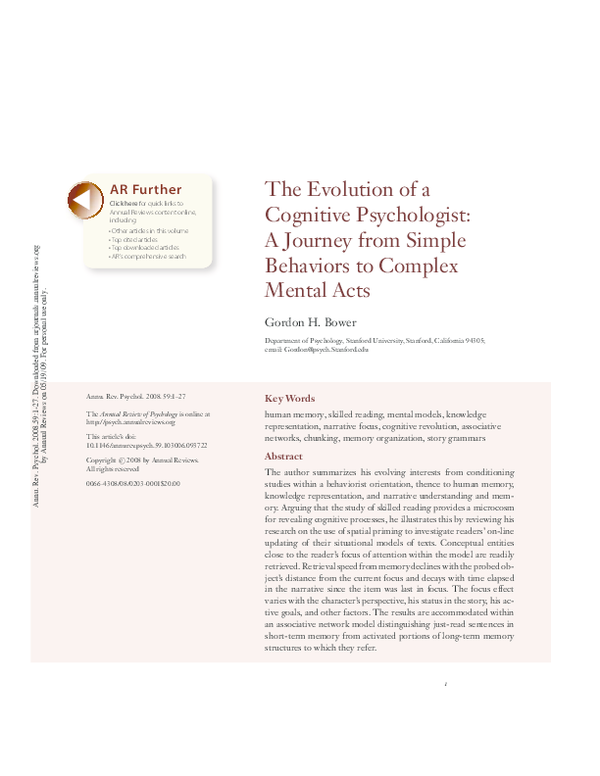 The Evolution of a Cognitive Psychologist: A Journey from Simple ...