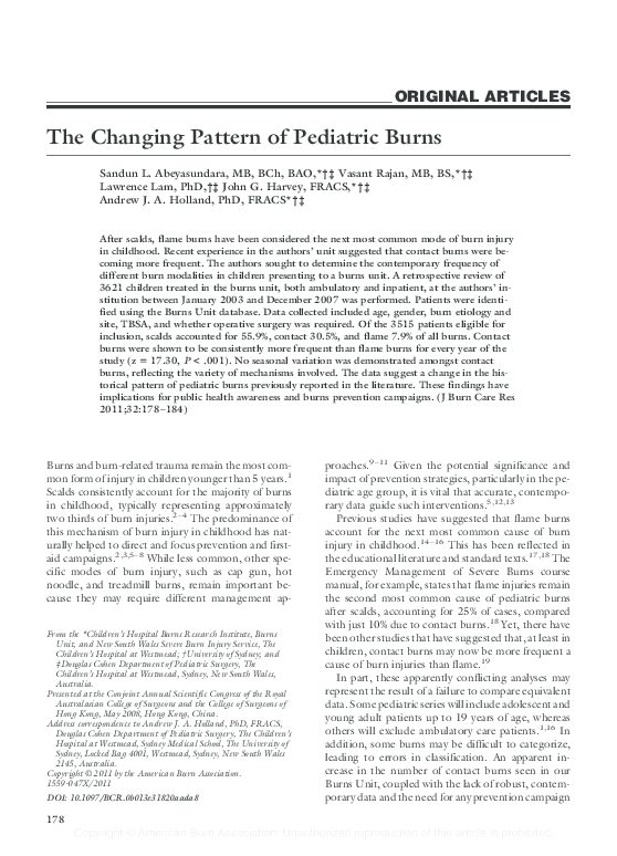 (PDF) The Changing Pattern of Pediatric Burns