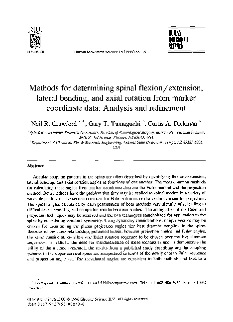 (PDF) Methods for determining spinal flexion/extension, lateral bending ...