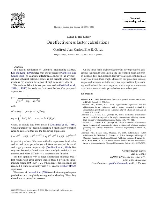 On effectiveness factor calculations