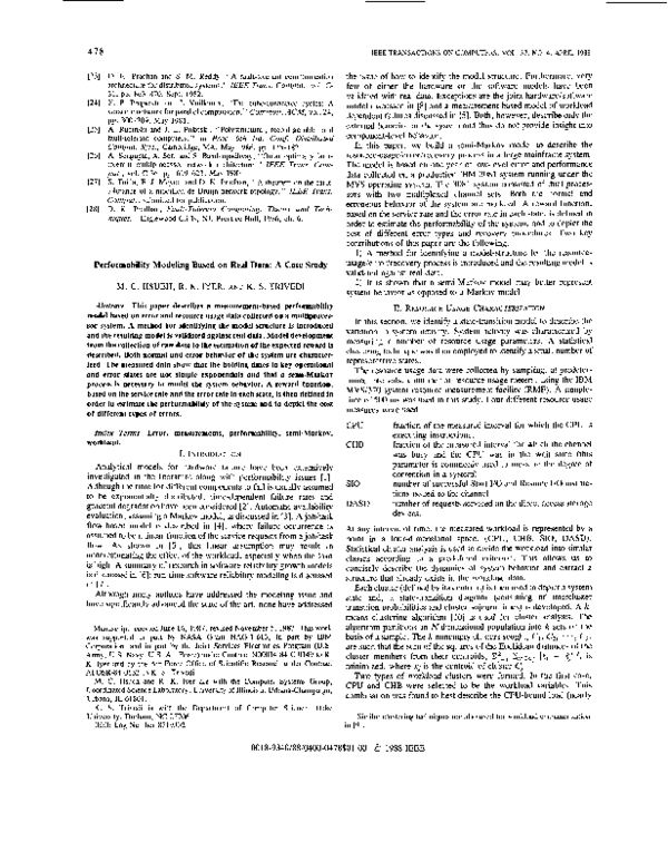 (PDF) Performability Modeling Based on Real Data: A Case Study | Kishor S Trivedi - Academia.edu