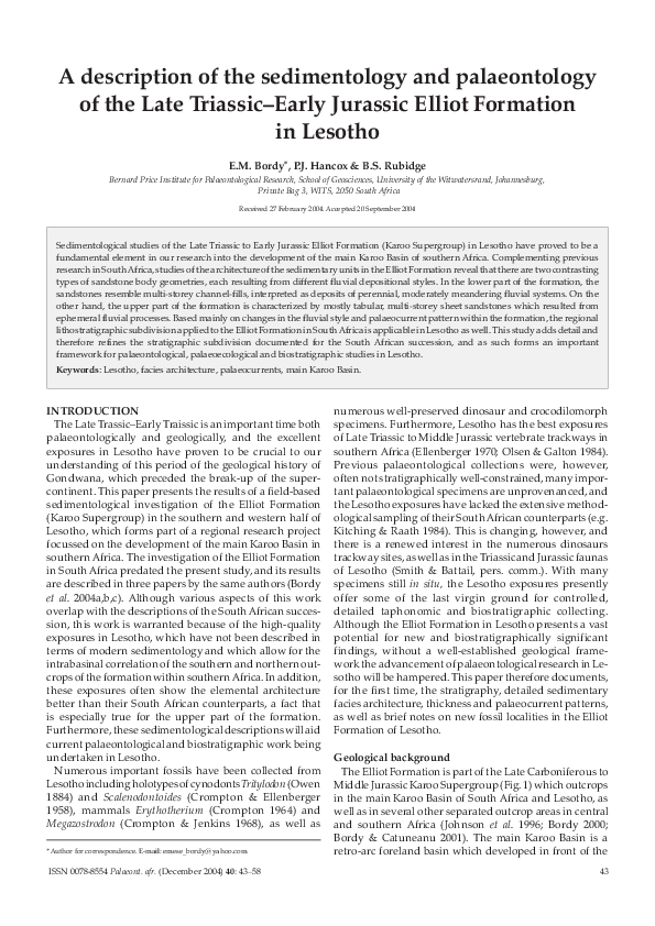 (PDF) A description of the sedimentology and palaeontology of the Late ...