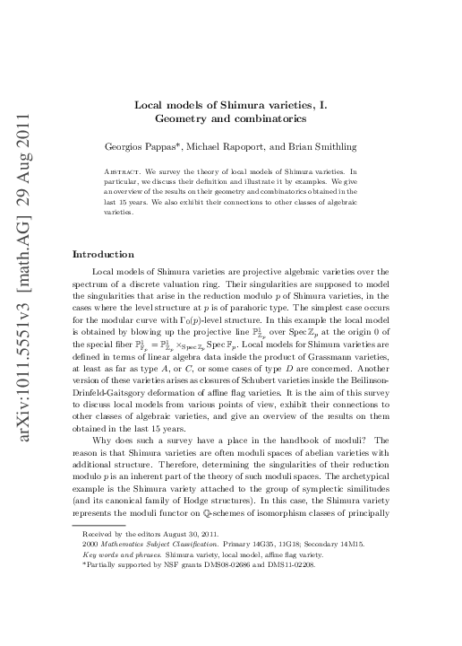 (PDF) Local models of Shimura varieties, I. Geometry and combinatorics