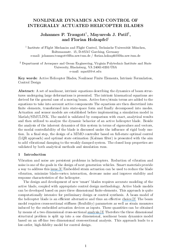 (PDF) Nonlinear modeling of integrally actuated beams