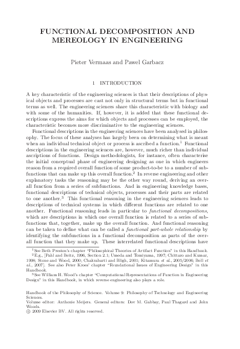 (PDF) Functional Decomposition and Mereology in Engineering
