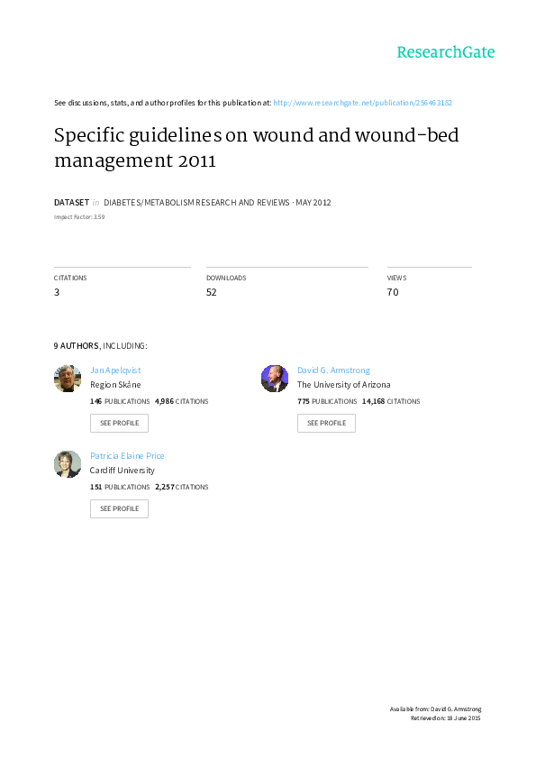 (PDF) Specific guidelines on wound and wound-bed management