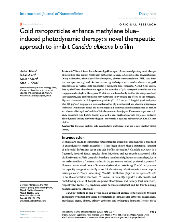 (PDF) Gold nanoparticles enhance methylene blue– induced photodynamic ...