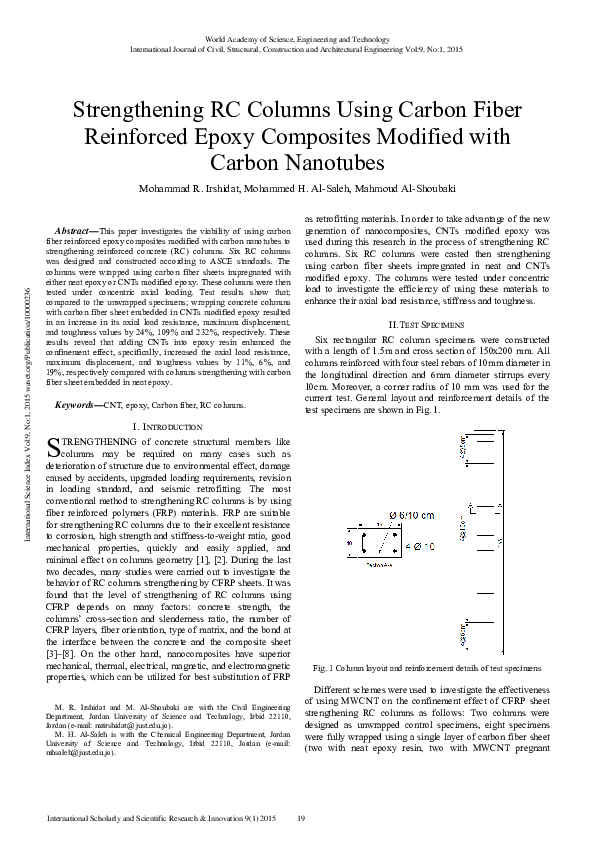 (PDF) Strengthening RC Columns Using Carbon Fiber Reinforced Epoxy ...