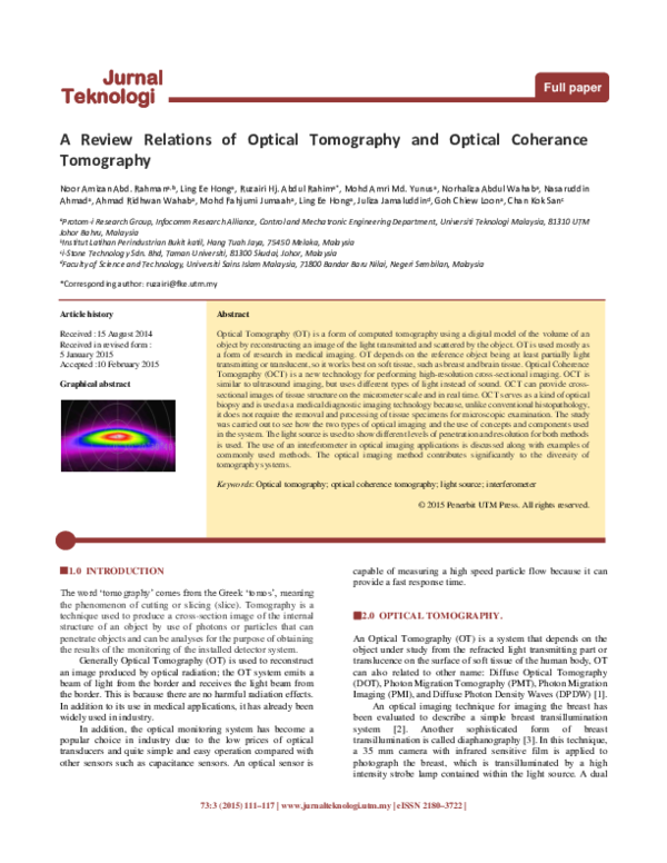 (PDF) A Review Relations of Optical Tomography and Optical Coherance ...