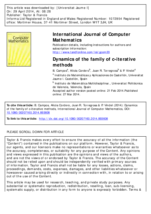 (PDF) Dynamics of the family of c-iterative methods | Alicia Cordero and B. Campos - Academia.edu