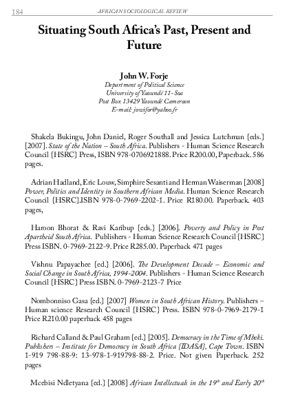 (PDF) Situating South Africa's Past, Present and Future