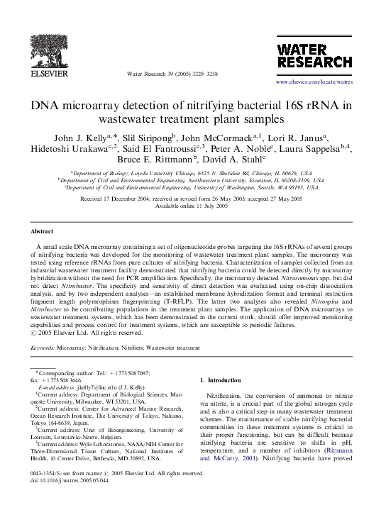 (PDF) DNA microarray detection of nitrifying bacterial 16S rRNA in ...