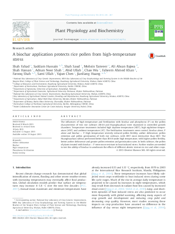 (PDF) A biochar application protects rice pollen from high-temperature ...