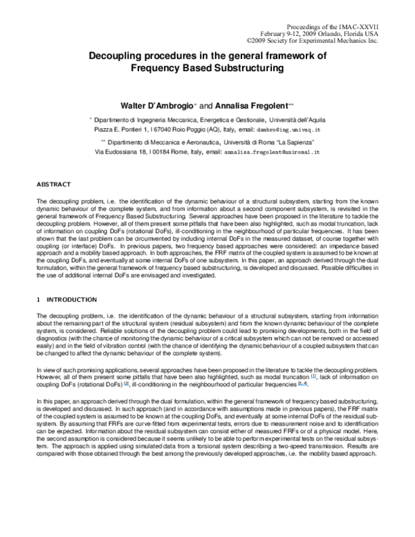 Pdf Decoupling Procedures In The General Framework Of Frequency Based