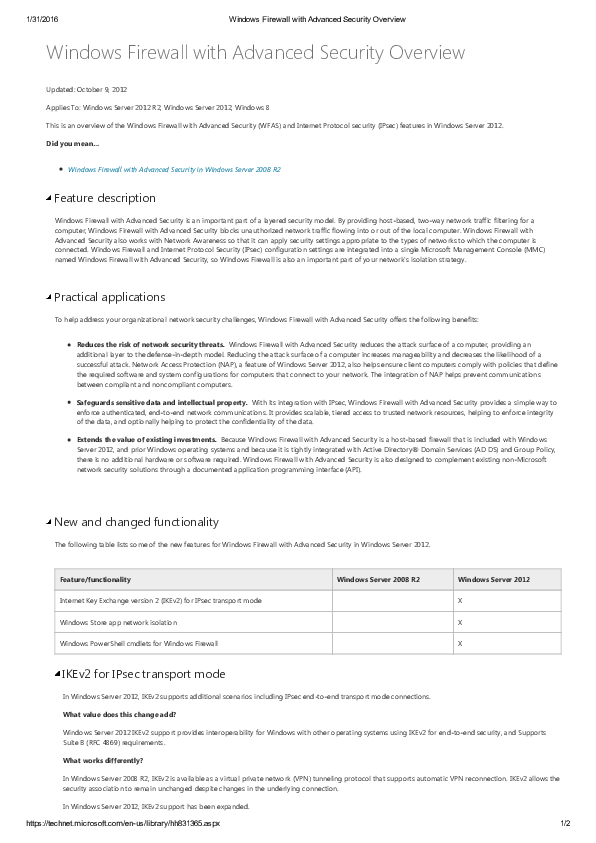 (PDF) Windows Firewall with Advanced Security Overview