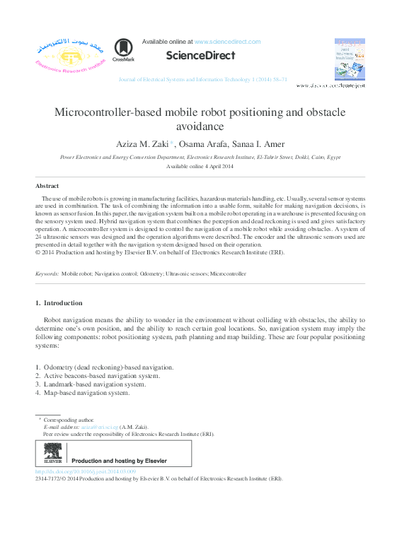 (PDF) Microcontroller-based mobile robot positioning and obstacle avoidance