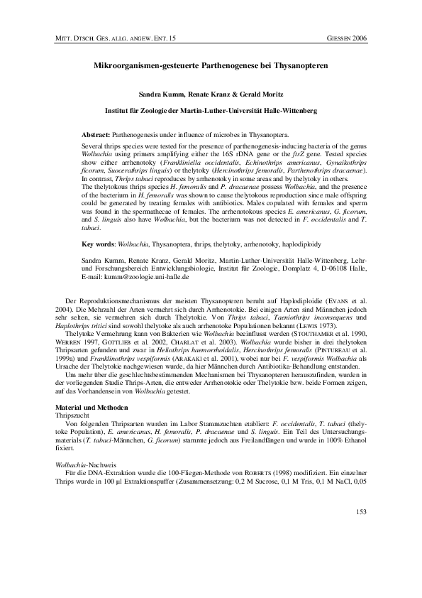 (PDF) Mikroorganismen-gesteuerte Parthenogenese bei Thysanopteren ...