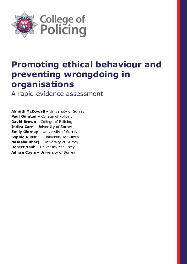 (PDF) Promoting ethical behaviour and preventing wrongdoing in ...