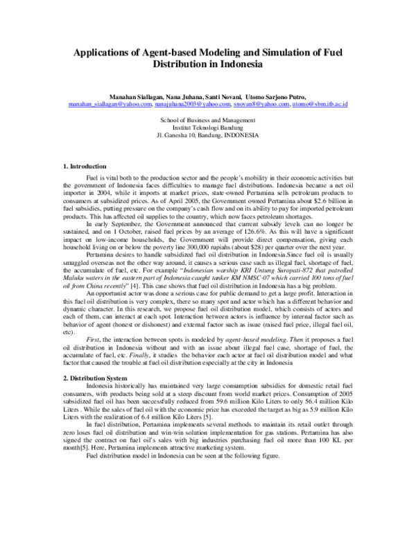 (PDF) Applications of Agent-based Modeling and Simulation of Fuel ...