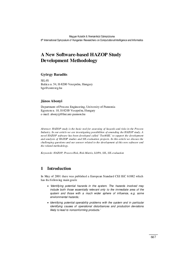 (PDF) A New Software-based HAZOP Study Development Methodology