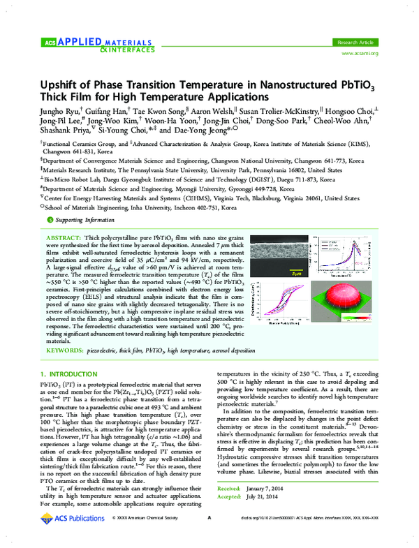 (PDF) Upshift of phase transition temperature in nanostructured PbTiO3 ...